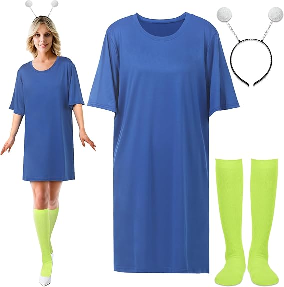 Amazon.com: Toulite 3 Pcs Blue Alien Costume for Women Iconic Cuddly ...