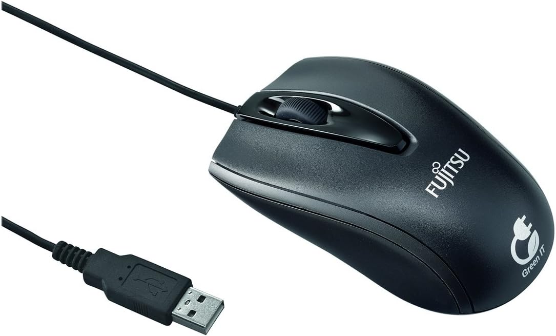 Fujitsu M440 Wired Optical Mouse with Scroll Wheel Eco Wood Based ...