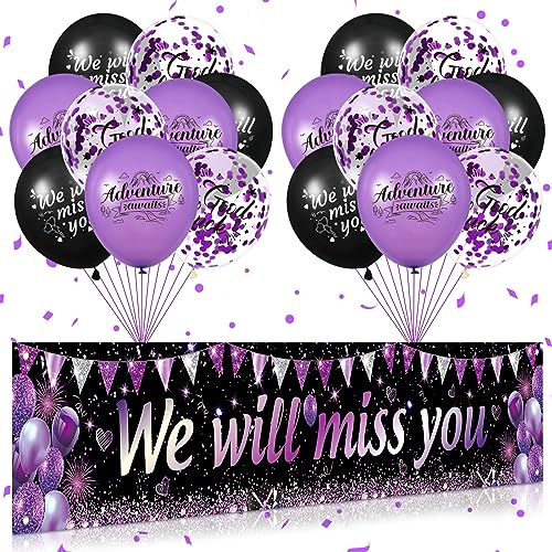 RUMIA Purple We Will Miss You Party Decorations Purple Black 18Pcs Good ...