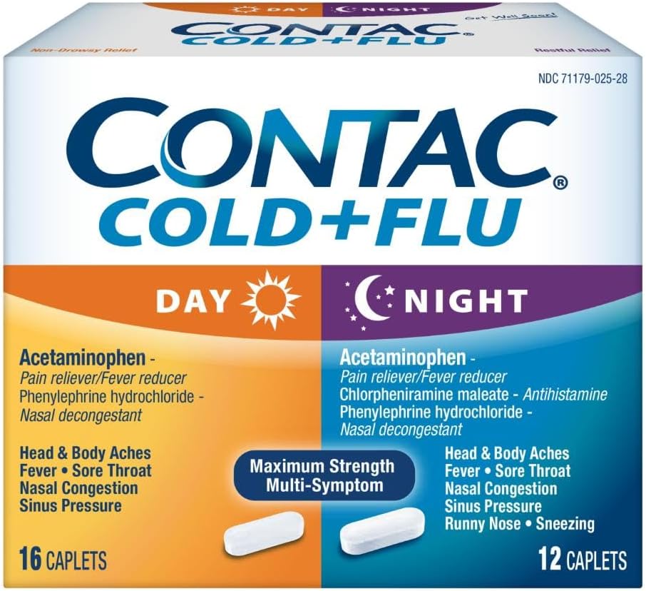 Amazon.com: Contac Non-Drowsy Day & Multi-Symptom Night Cold & Flu ...