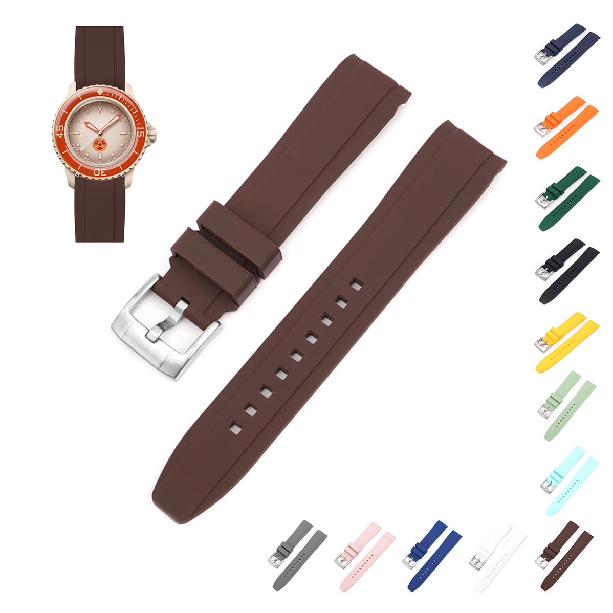 Buy 22mm Cruved End Rubber Band For Blancpain X Swatch, Replacement ...