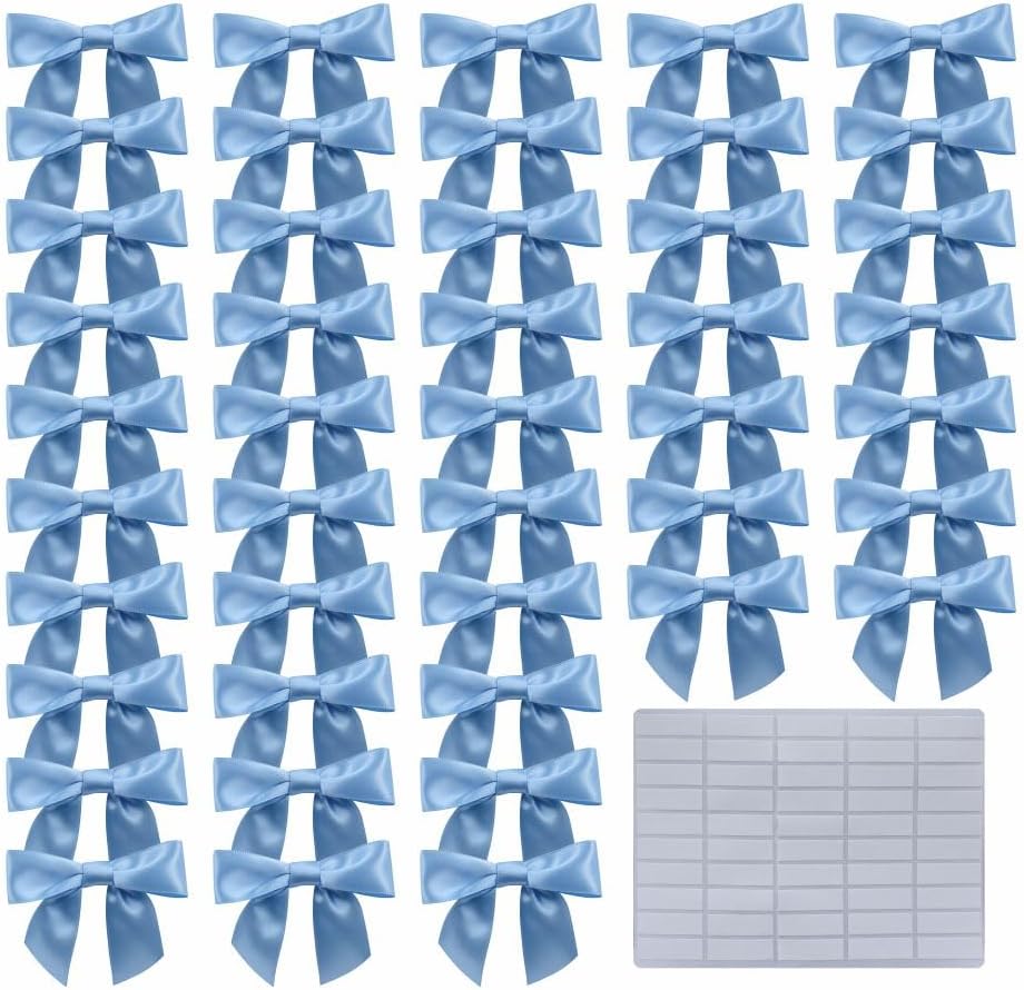 Amazon.com: 2.5" Hgzgch Light Blue Satin Ribbon Bow for Gift Wrapping ...