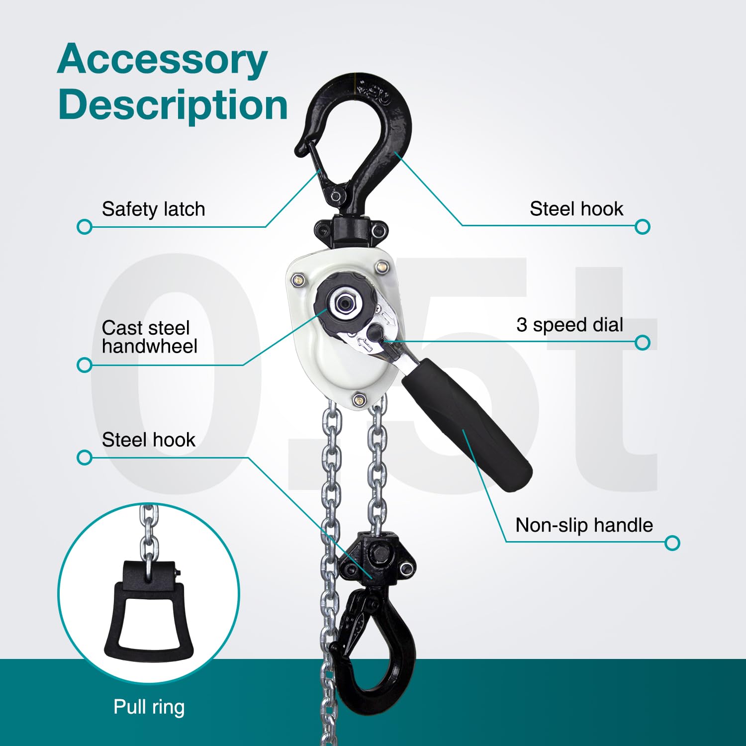 Snapklik.com : Mini Chain Hoist 1100lb Manual Lever Hoist 1/2 Ton Mini ...