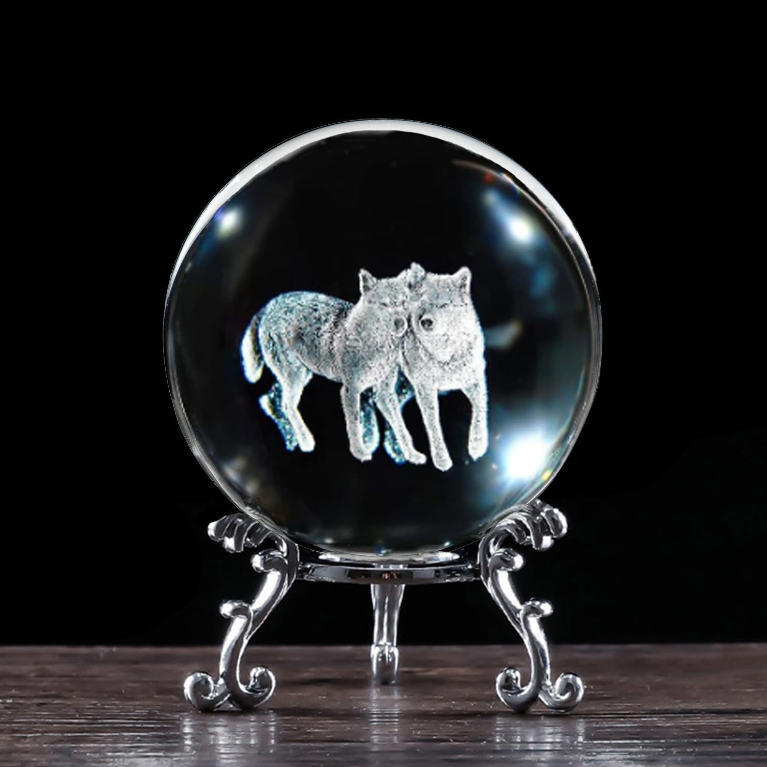 Amazon.com: QIANCHANG 3D Laser Wolf Crystal Ball with Stand Crystal ...