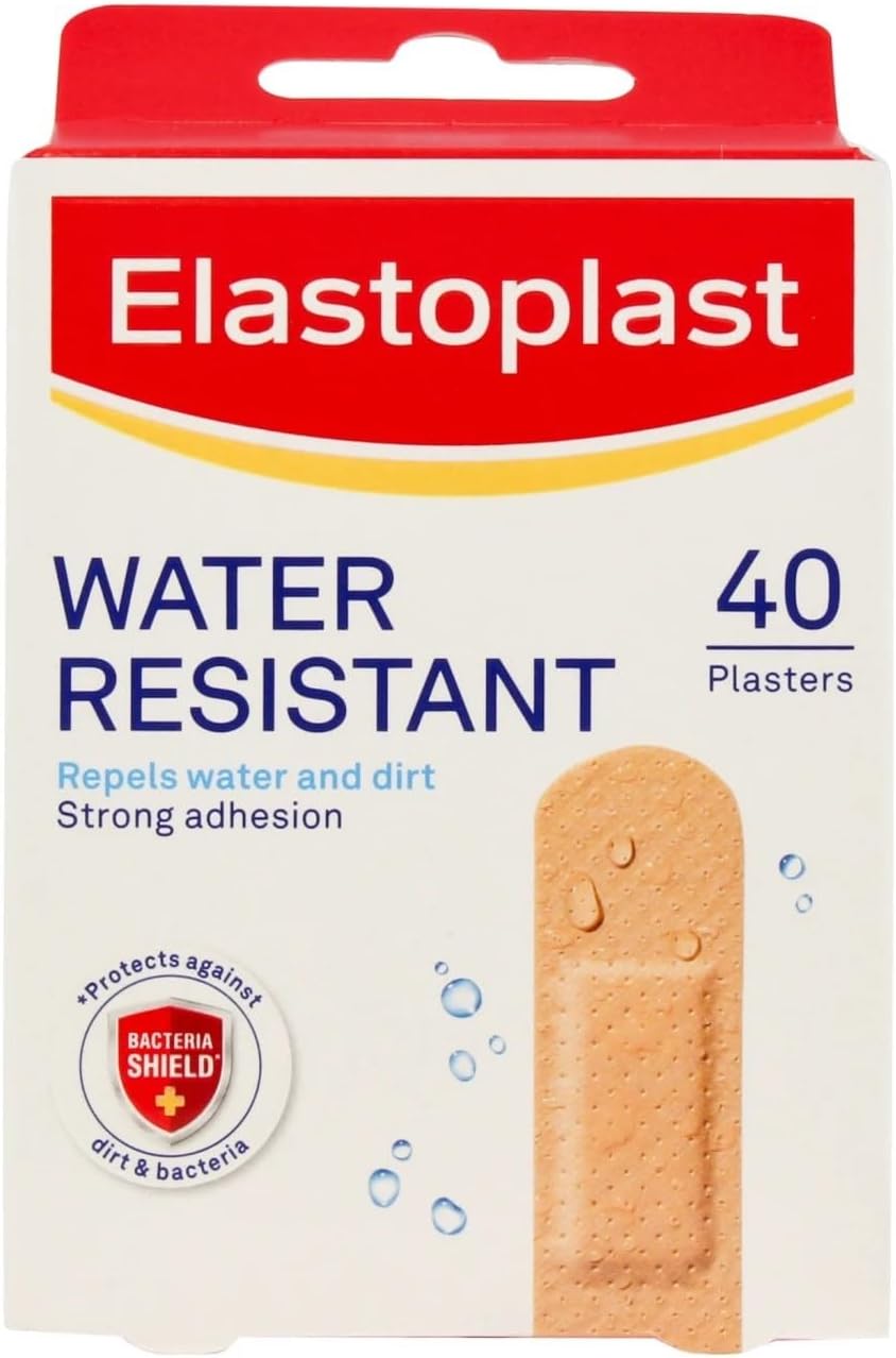 Elastoplast Water Resistant Plasters (40 Pieces), Dirt and Water ...