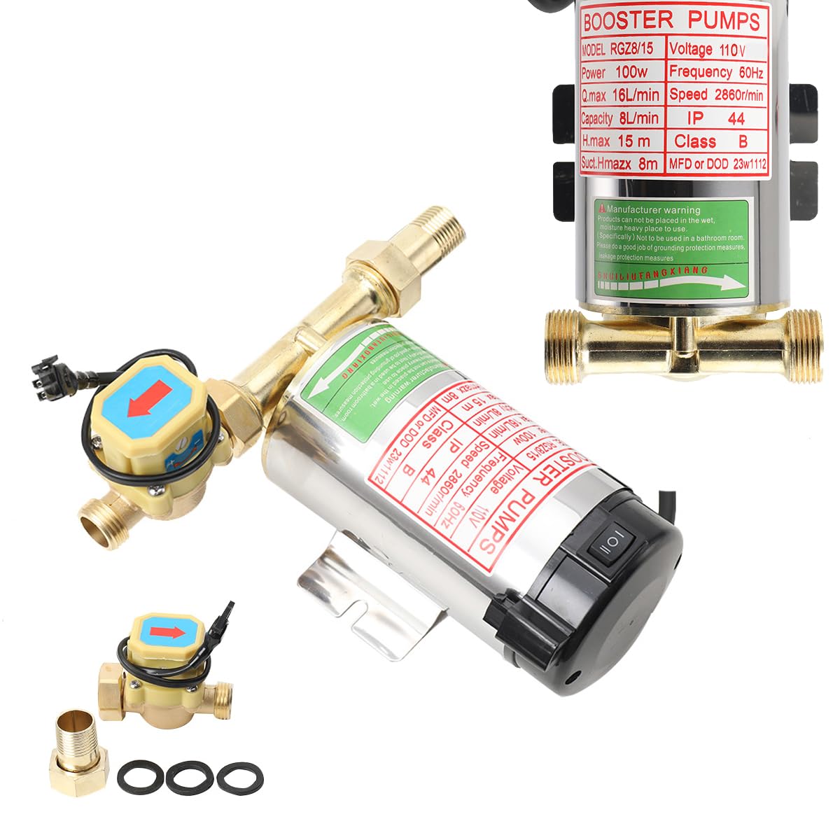 Atsoya 100W Shower Water Pressure Booster Pump110V Household Automatic ...