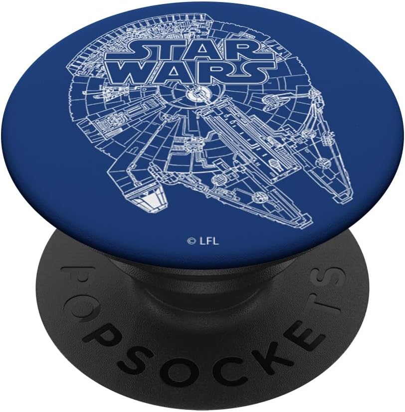 Amazon.com: Star Wars Blue And White Millennium Falcon Title PopSockets ...