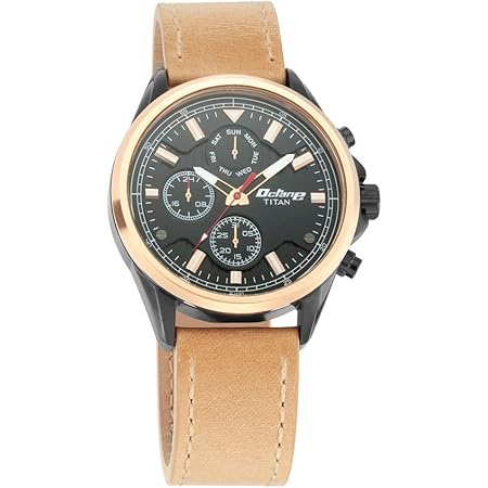 Titan Mens 52.50 x 11.70 x 44 mm Octane Black Dial Leather Analog Watch ...