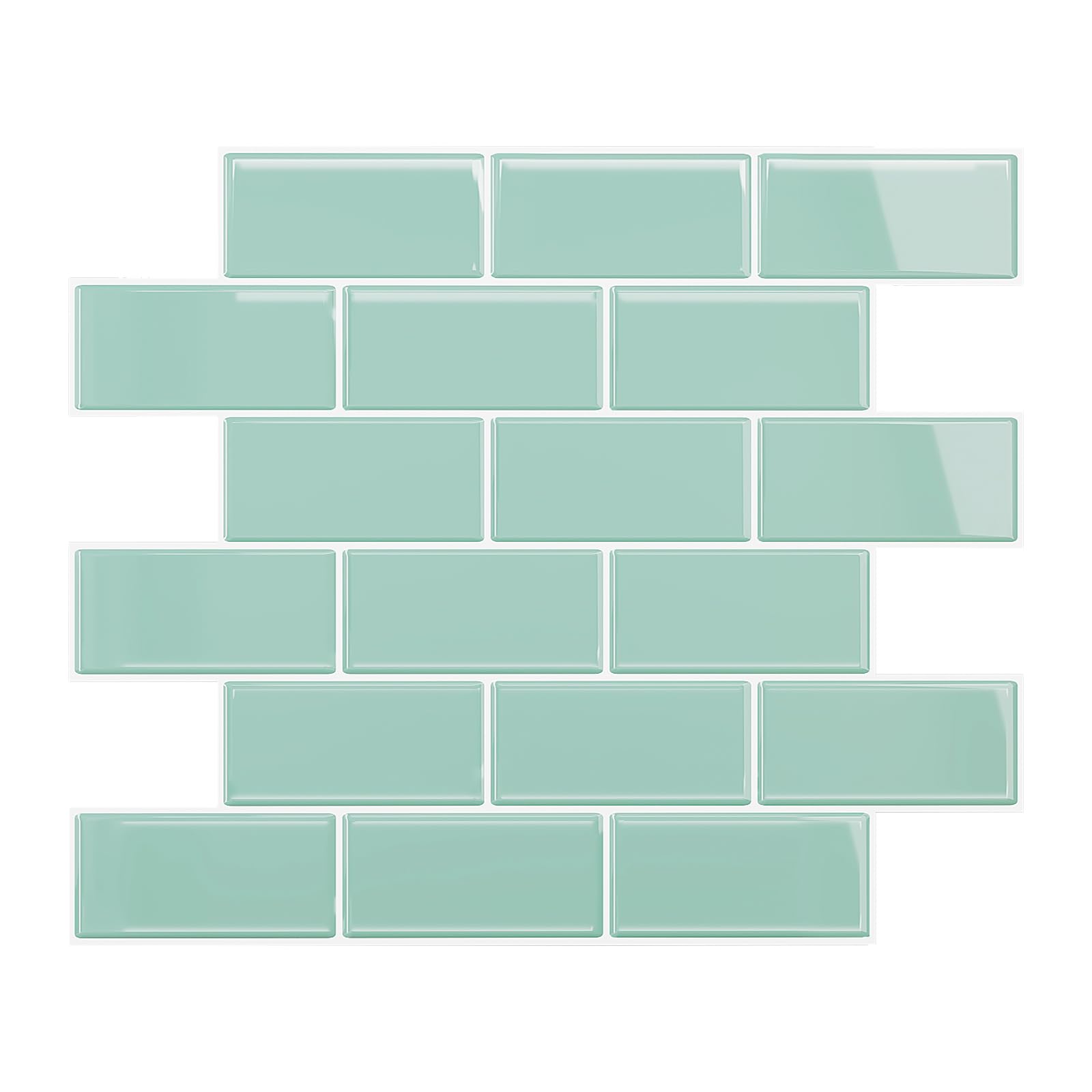 VEELIKE Aqua Green Subway Tile 6 Sheets Peel and Stick Backsplash for ...