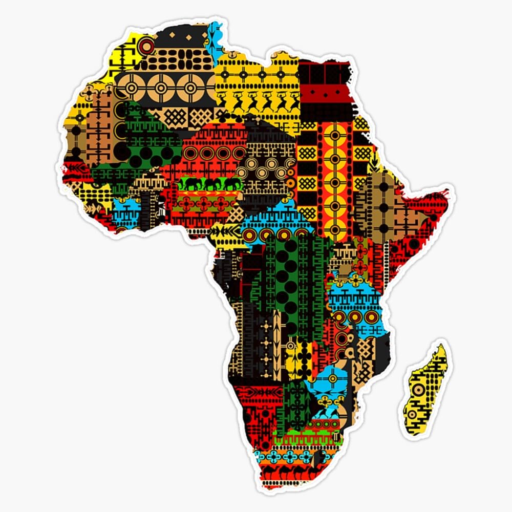 Amazon.com - Africa Map with African Traditional Ethnic Symbol Pattern ...