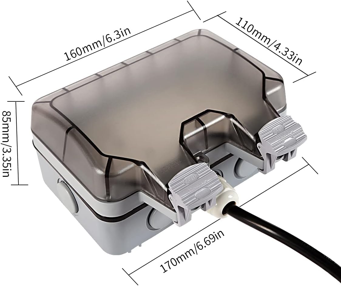 CNBINGO Outdoor Double Socket with 10M Extension Cable, Outside Plug ...