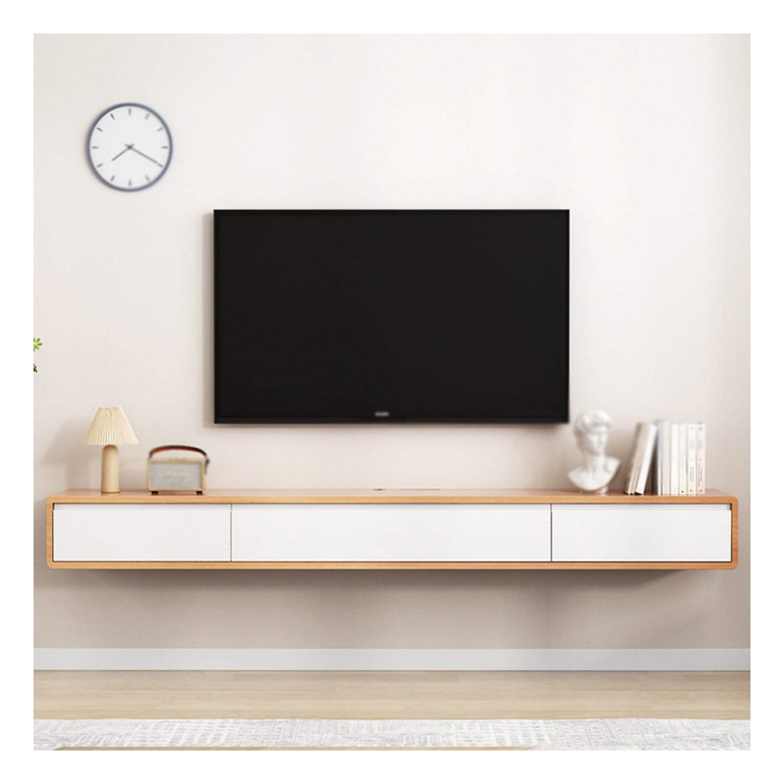 Floating TV Shelf With 2 Drawers,Entertainment Media Console Center ...