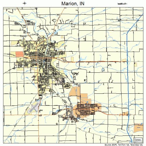 Large Street & Road Map of Marion, Indiana IN - Printed poster size ...