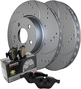 Amazon.com: Bison Performance Drilled Slotted Coated Vented 322mm Disc ...