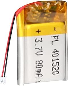 Amazon | 3.7V 80mAh 401520 Lipoバッテリー充電式リチウムポリマーイオンバッテリーパック、JSTコネクタ付き ...