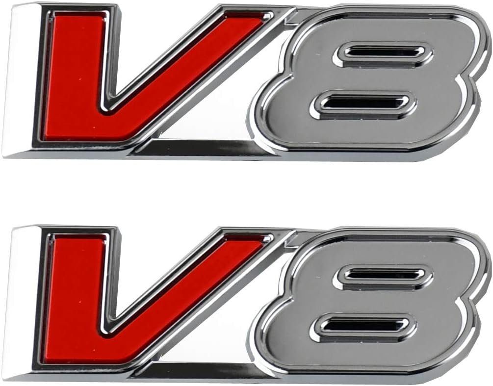 Amazon.com: CDD 2pcs V8 Emblems 3D Sticker Nameplate Badge Decal ...
