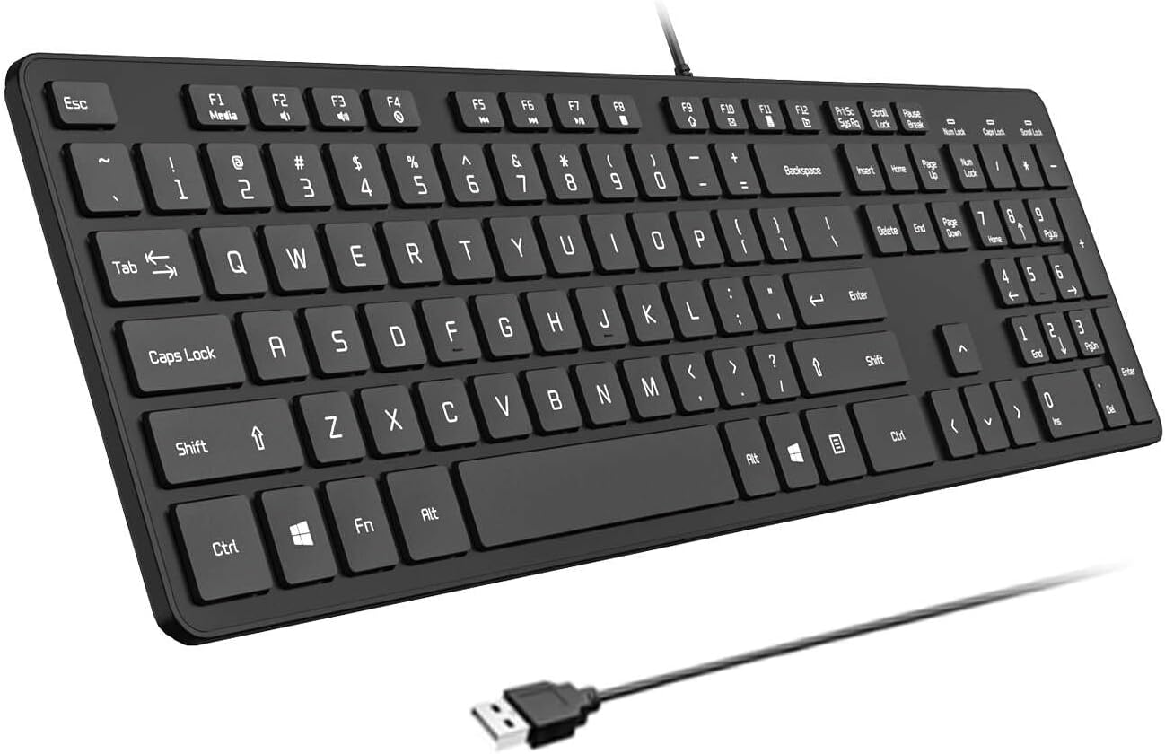 Amazon.com: HP 150 Wired Keyboard with Numeric Keypad - Silent-Touch ...