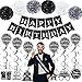 Amazon.com: Birthday Decorations Black Silver White, Happy Birthday ...