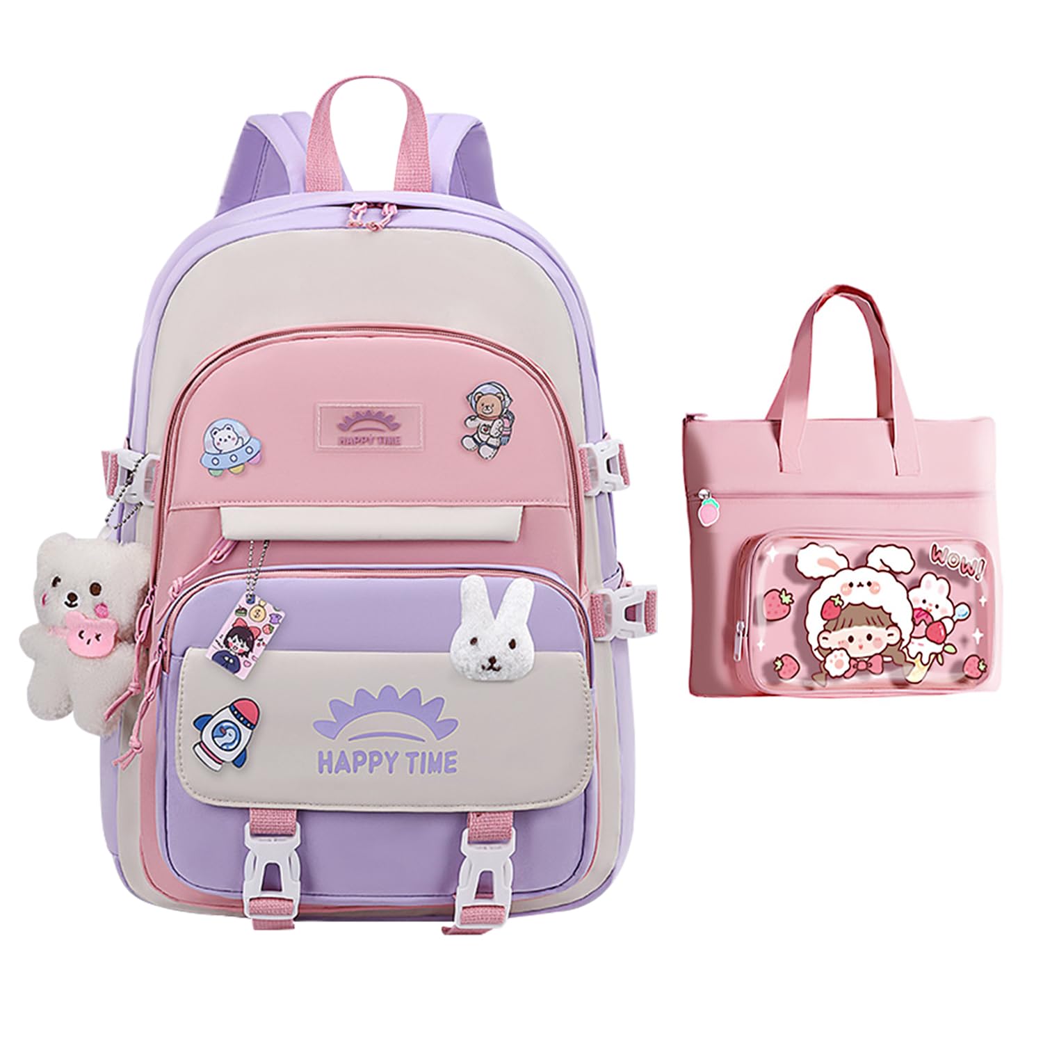 Amazon.com | yayuexuan Kawaii Backpack 2Pcs Set Girls Backpack School ...