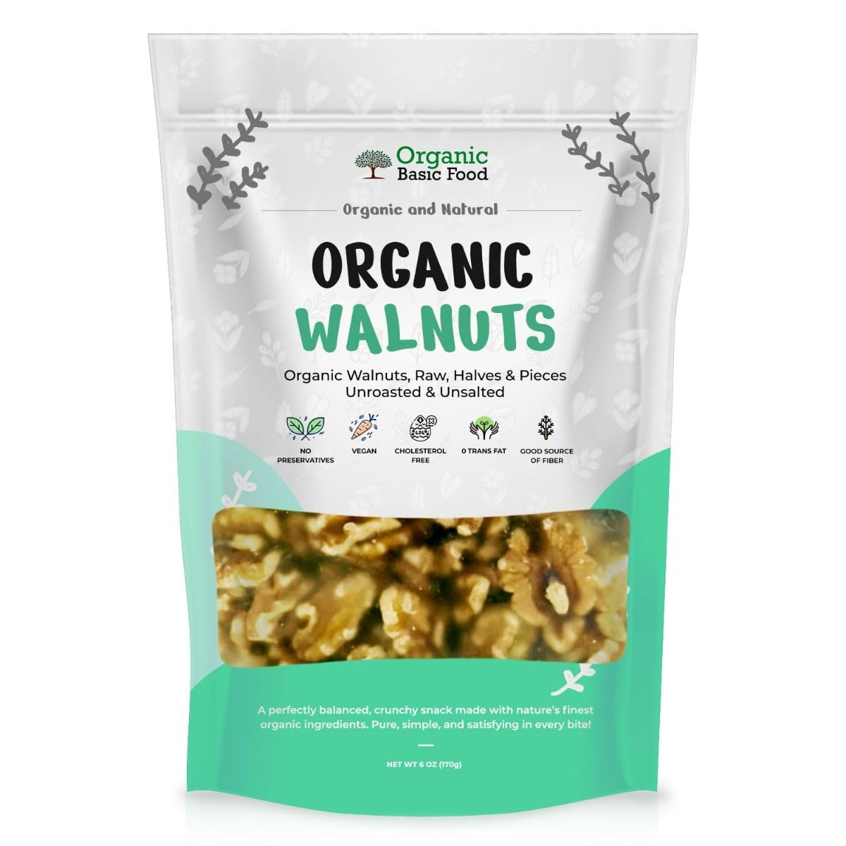 Amazon.com : Organic Basic Food Organic Walnuts, Raw Halves & Pieces ...