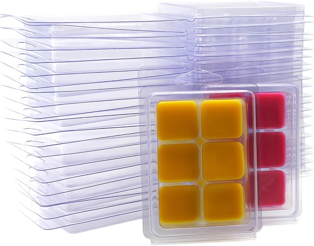 Amazon.com: 25 Pack Wax Melt Molds, 6 Cavity Clear Empty Plastic Wax ...