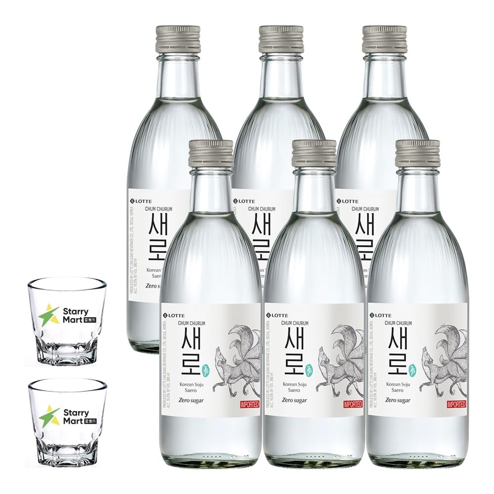 Lotte Chum Churum Soju - Saero Zero Sugar 16% Alc./Vol 360ml (Pack of 6 ...