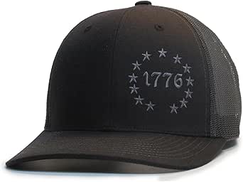 1776 Betsy Ross 13 Colonies 2A Black/Charcoal hat Cap Trucker Mesh Snapback at Amazon Men’s ...