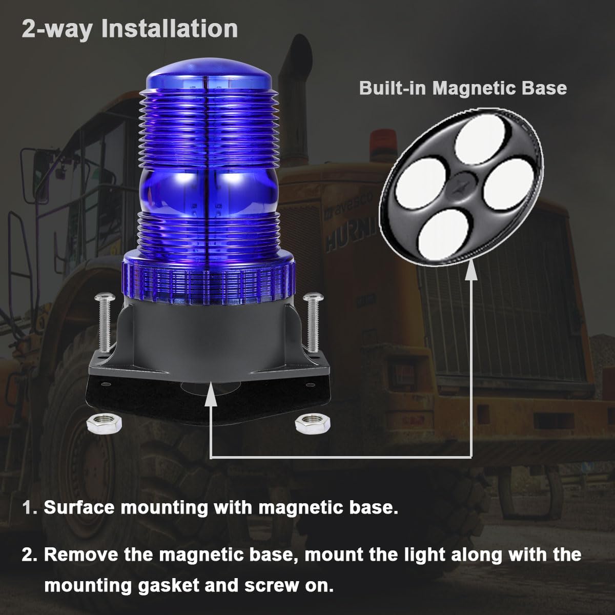 Snapklik.com : WOWTOU Rooftop Magnetic LED Blue Strobe Lights For ...