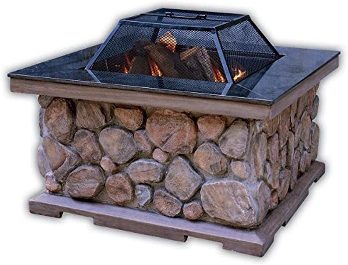 Amazon.com: OK Lighting Faux Stone Fire Pit with Granite Top : Tools ...