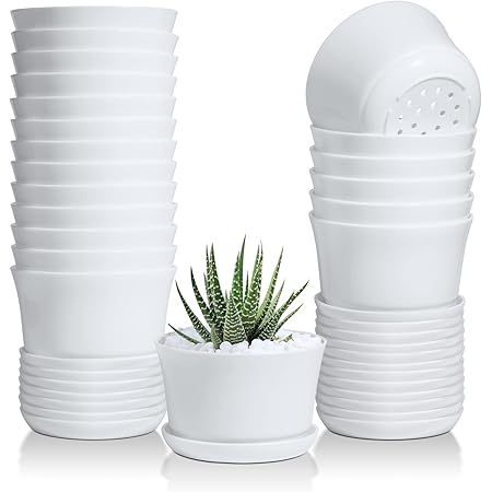 Amazon.com: 4 inch Small Plant Pots, 28 Pack Plastic Planters with ...