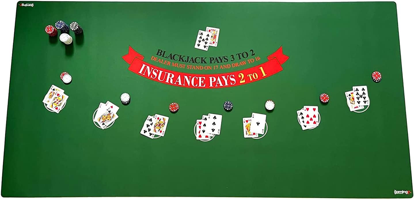 Amazon.com: The Gaming Mat Company Blackjack Table Mat for Casino Home ...