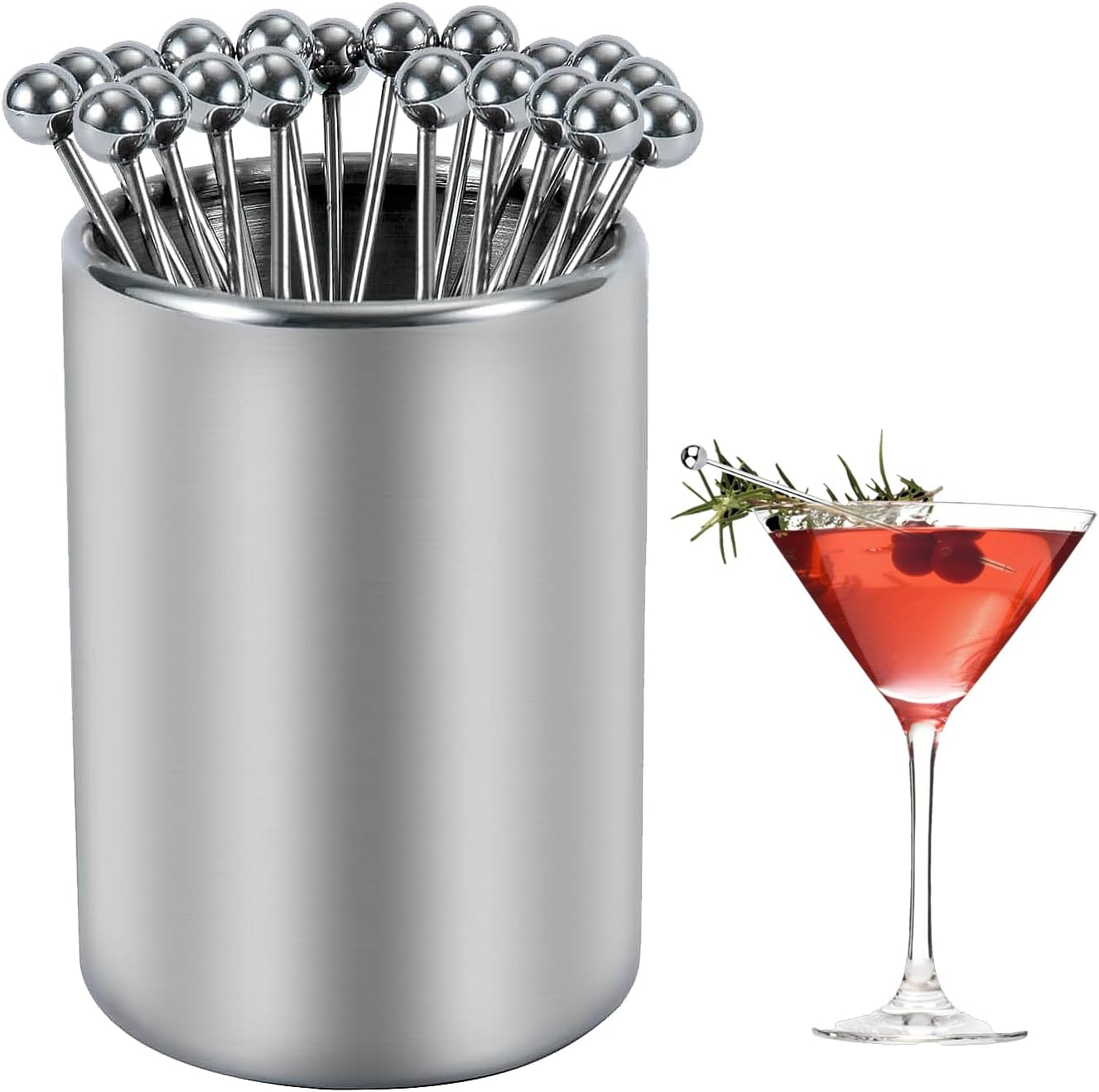 Amazon.com | Aohcae 20PCS Metal Cocktail Picks with Holder Kit ...