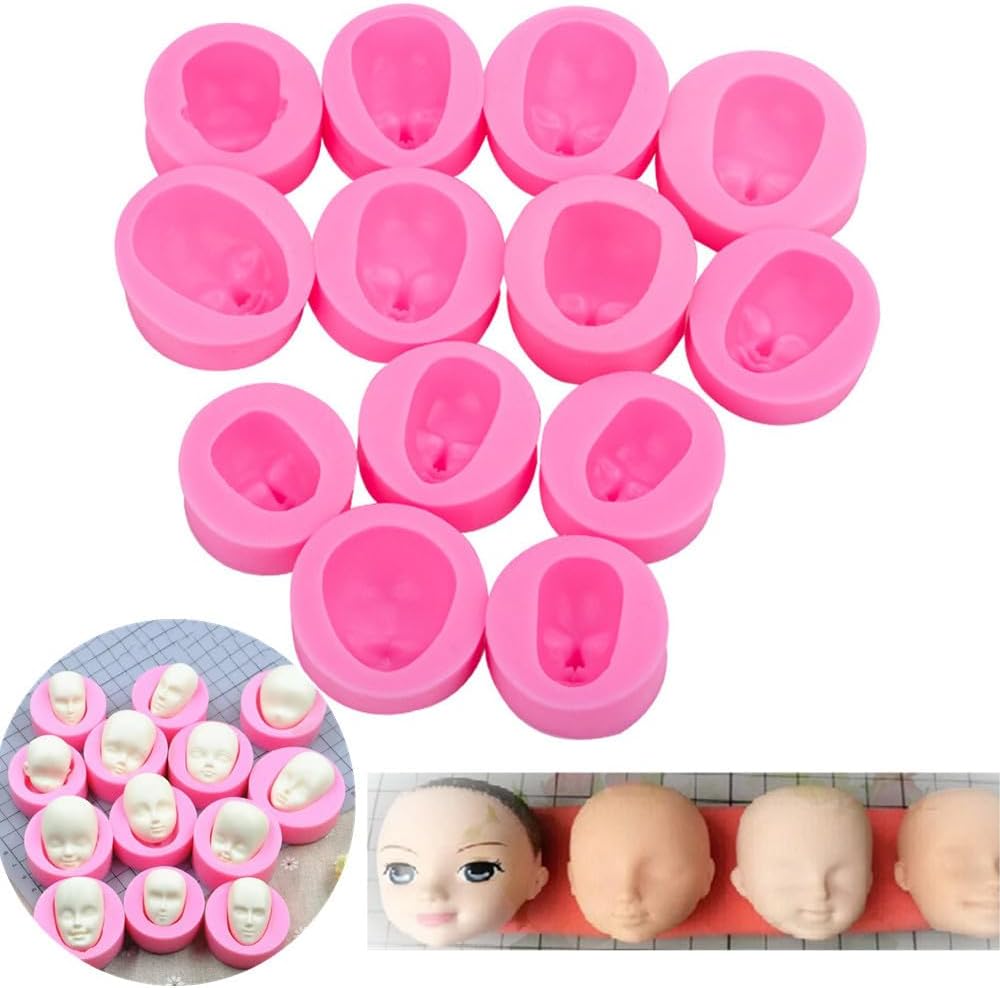 Amazon.com: 13Pcs/Set Human Face Silicone Mold,Dolls Face Fondant Mold ...