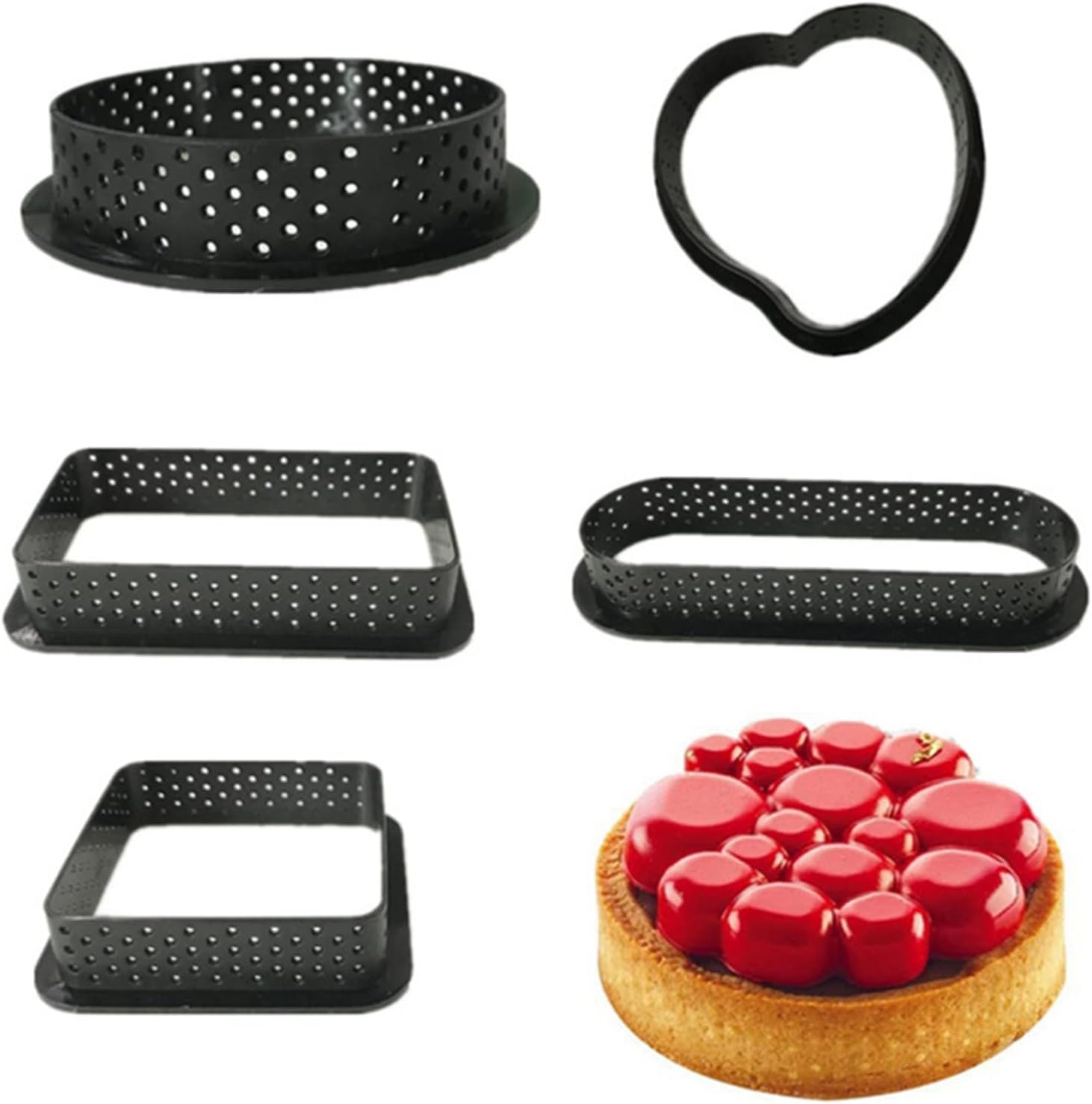 Amazon.com: NICEYY Oval Tart Ring Pastry Mold 5PCS,Perforated Tart Ring ...