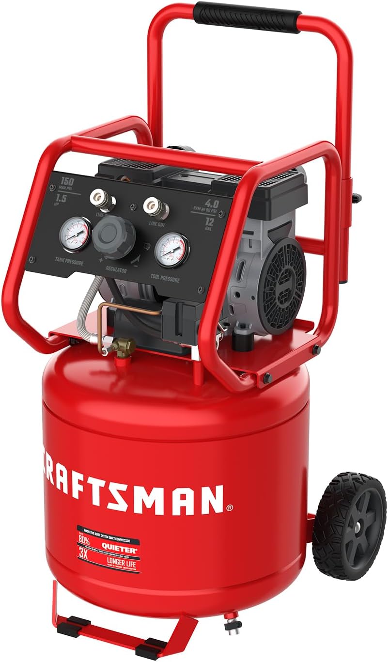 Amazon.com: CRAFTSMAN Air Compressor 12 Gallon Ultra Quiet Oil-Free 1.5 ...