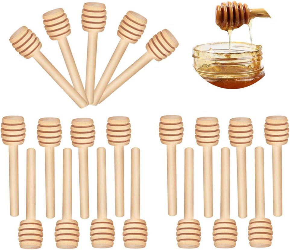 Amazon.com: 20 Pcs Honey Sticks Mini Honey Dipper, 3inch Wooden Honey ...