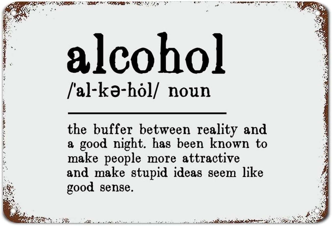 Amazon.com: Alcohol Definition Metal Tin Sign - Rustic Farmhouse Wall ...