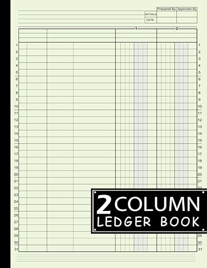 2 Column Ledger Book: Simple Two Column for Bookkeeping and Accounting ...