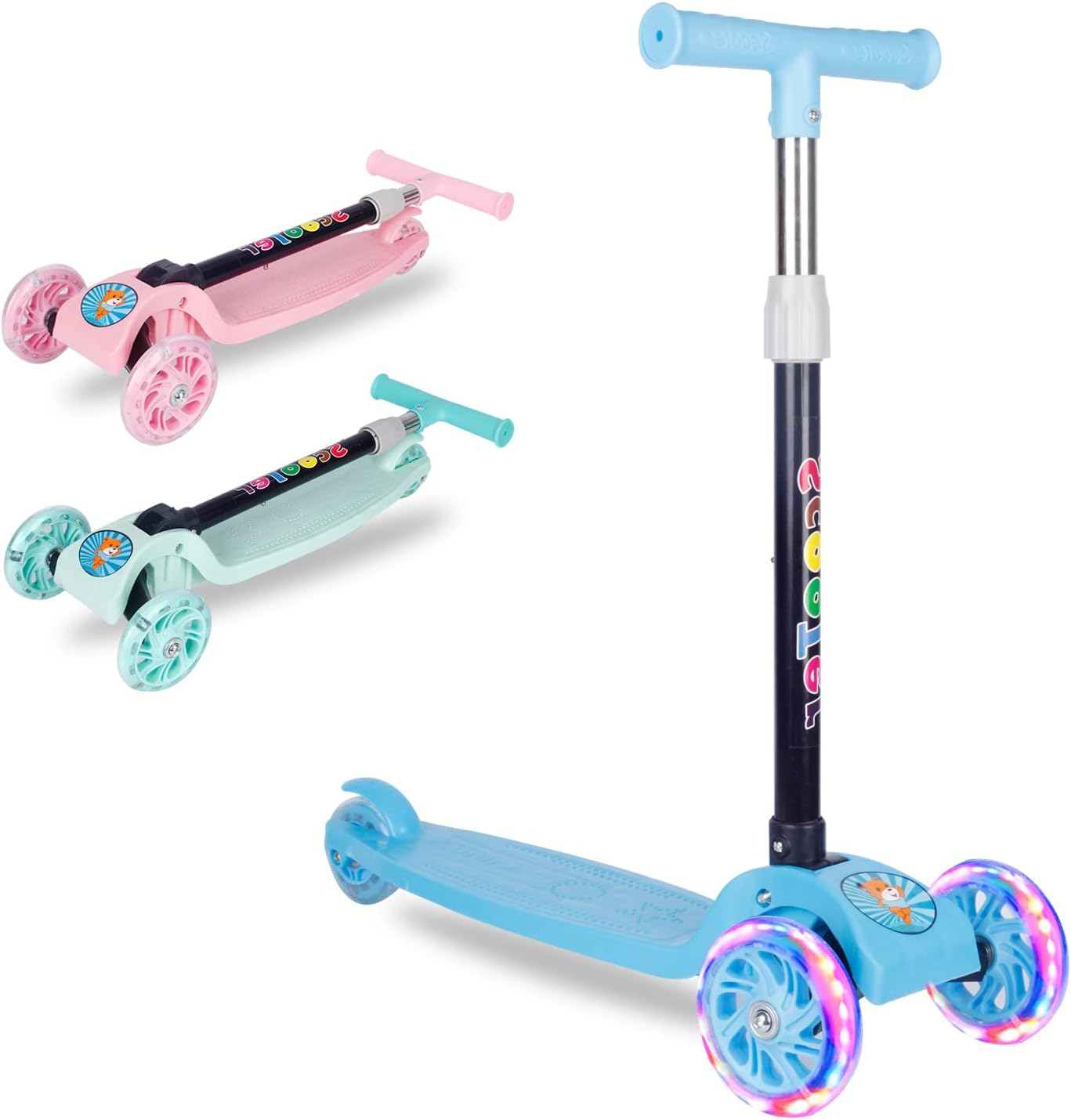 Beauenty Scooter For Kids,Adjustable&Folding 3 Wheel Scooter,LED Light ...
