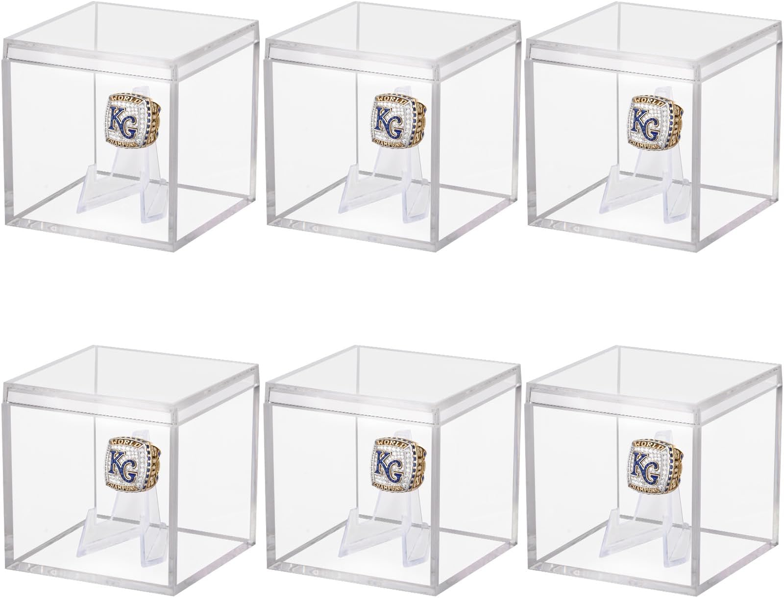 Amazon.com: 6 Pack Championship Ring Display Case Clear Acrylic Display ...
