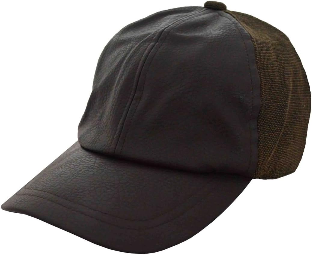 DPC Men's Fleece Lining Unstructured Faux Leather Baseball Cap Brown at ...