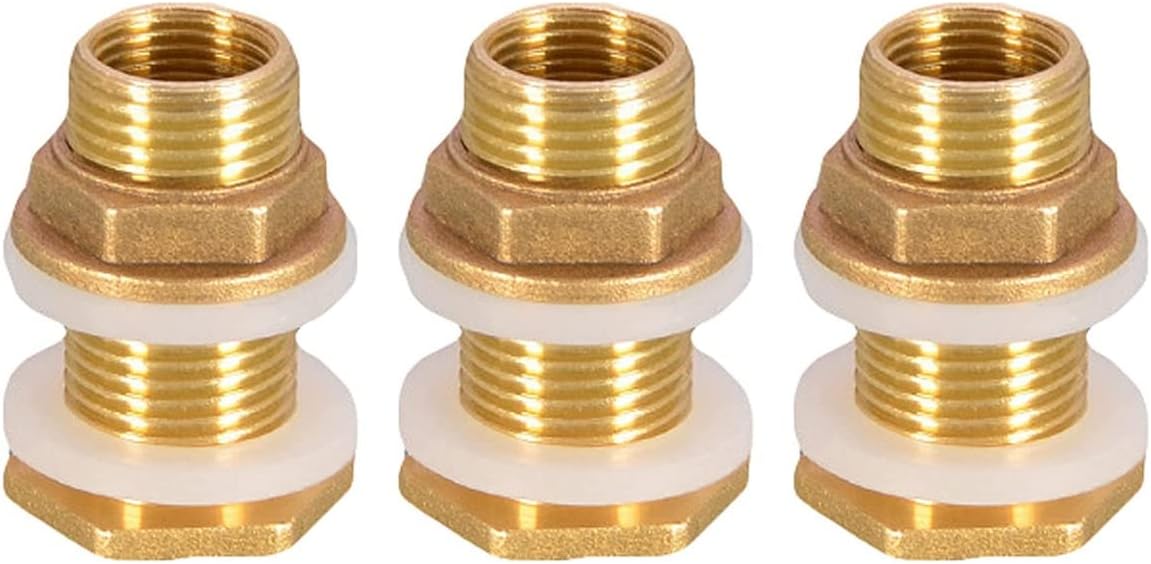 Amazon.com: Hubceuo Solid Brass Bulkhead Fitting, 3 Sets 3/8 Inch ...