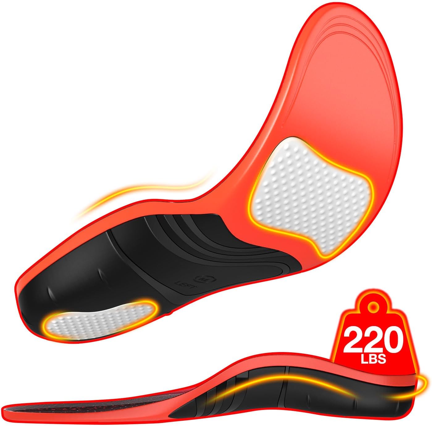 Amazon.com: Medilax 220+lbs Plantar Fasciitis Insoles - High Arch ...
