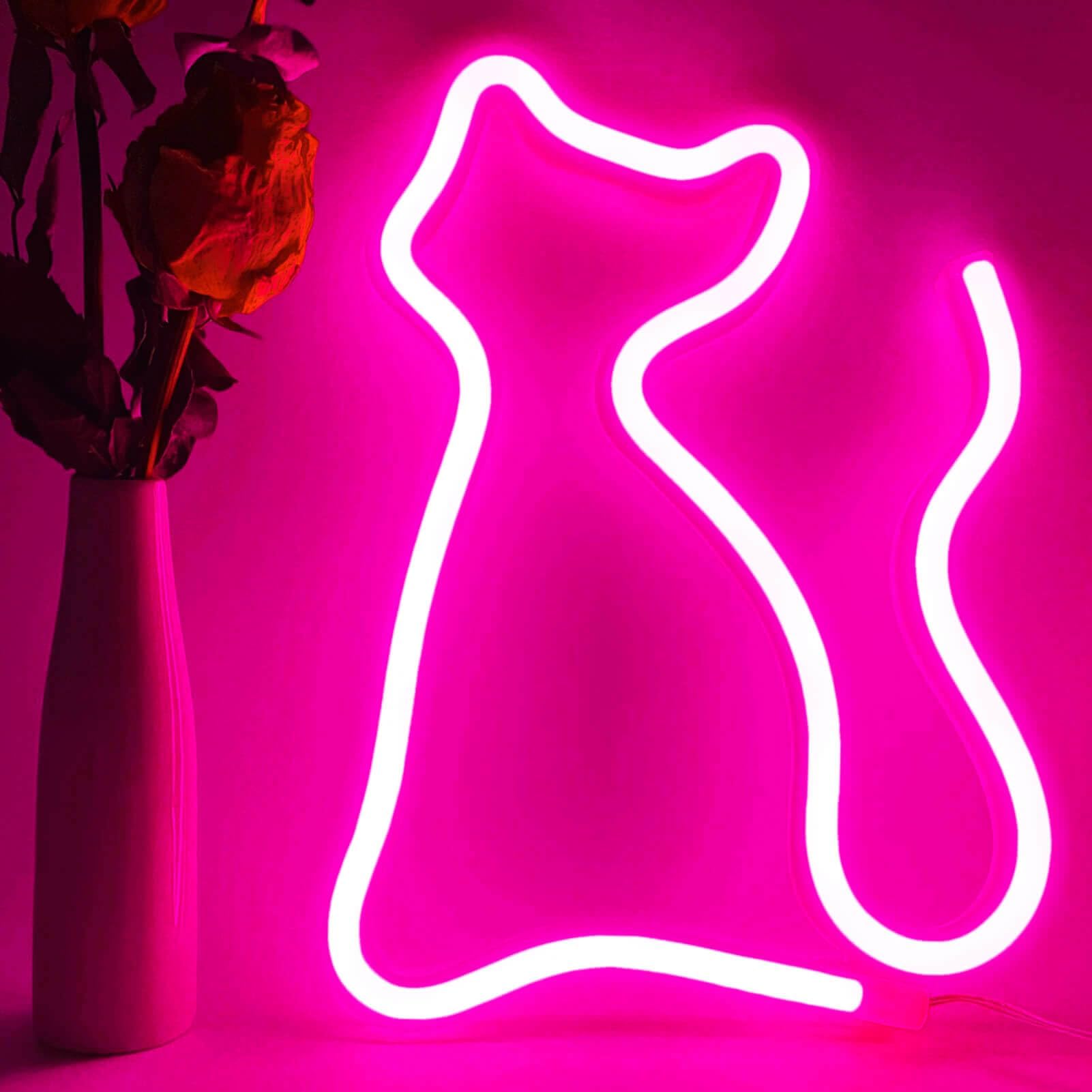 NiniTe LIGHTS Cat Neon Light, Cute Neon Cat Sign, Battery or USB ...
