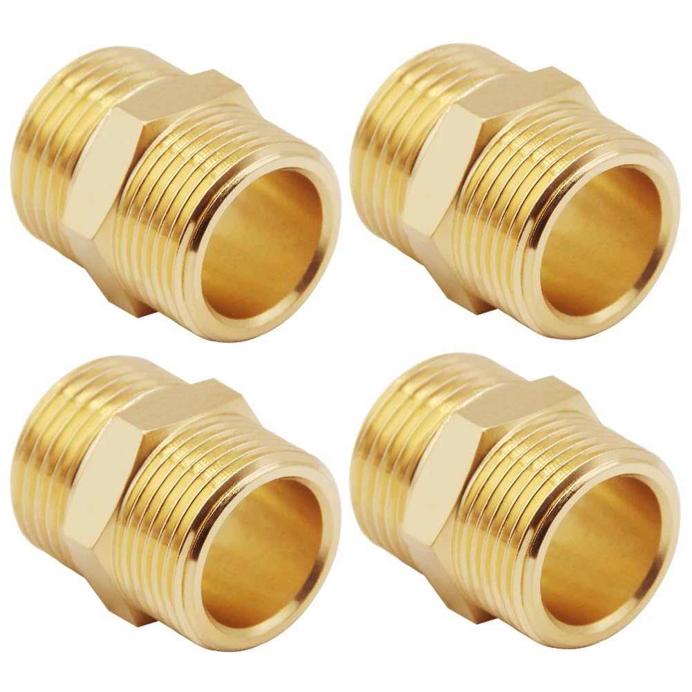 Amazon.com: Uenede 4PCS 1 Inch NPT Brass Hex Nipple Coupling 1" NPT x 1 ...