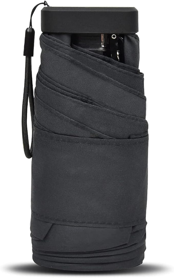 Amazon.com: LEAGERA Mini Umbrella For Purse - Black Small Travel ...