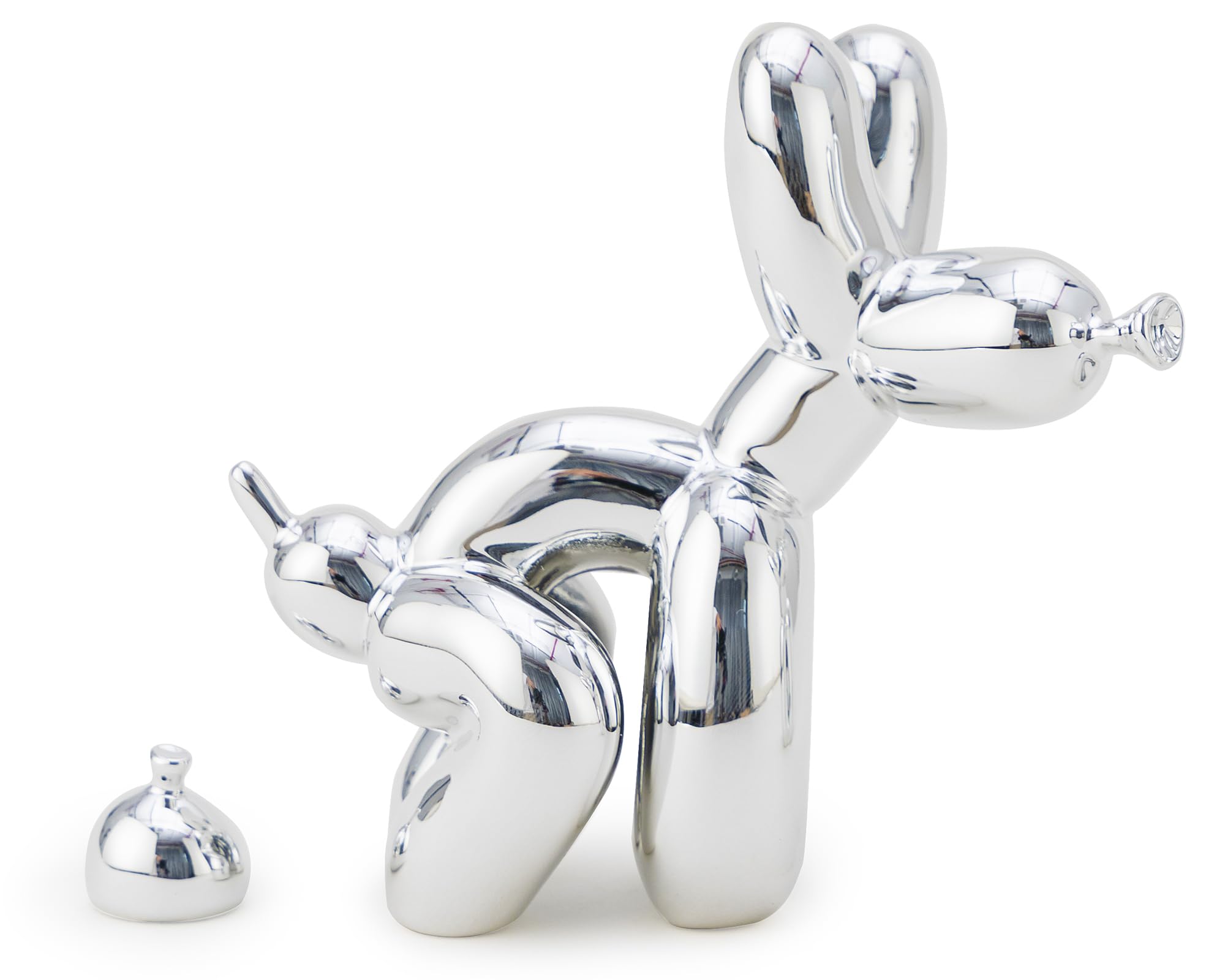 Amazon.com: Artconal Silver Balloon Dog Pooping Statue, White Elephant ...