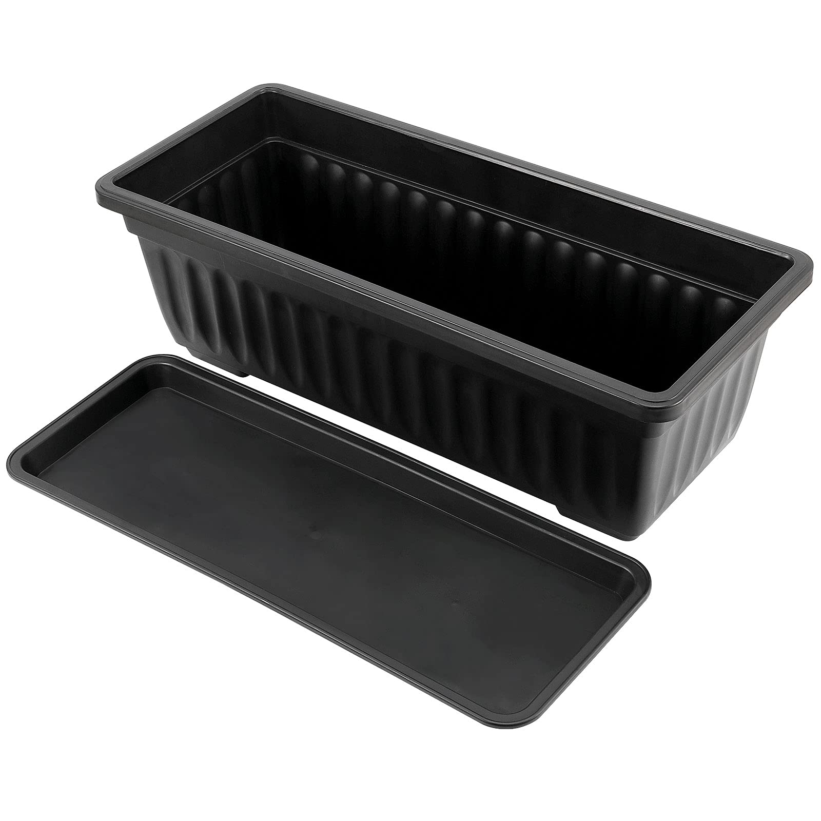 JOIKIT 6 Packs 17 Inches Black Plastic Flower Window Box Planters with ...