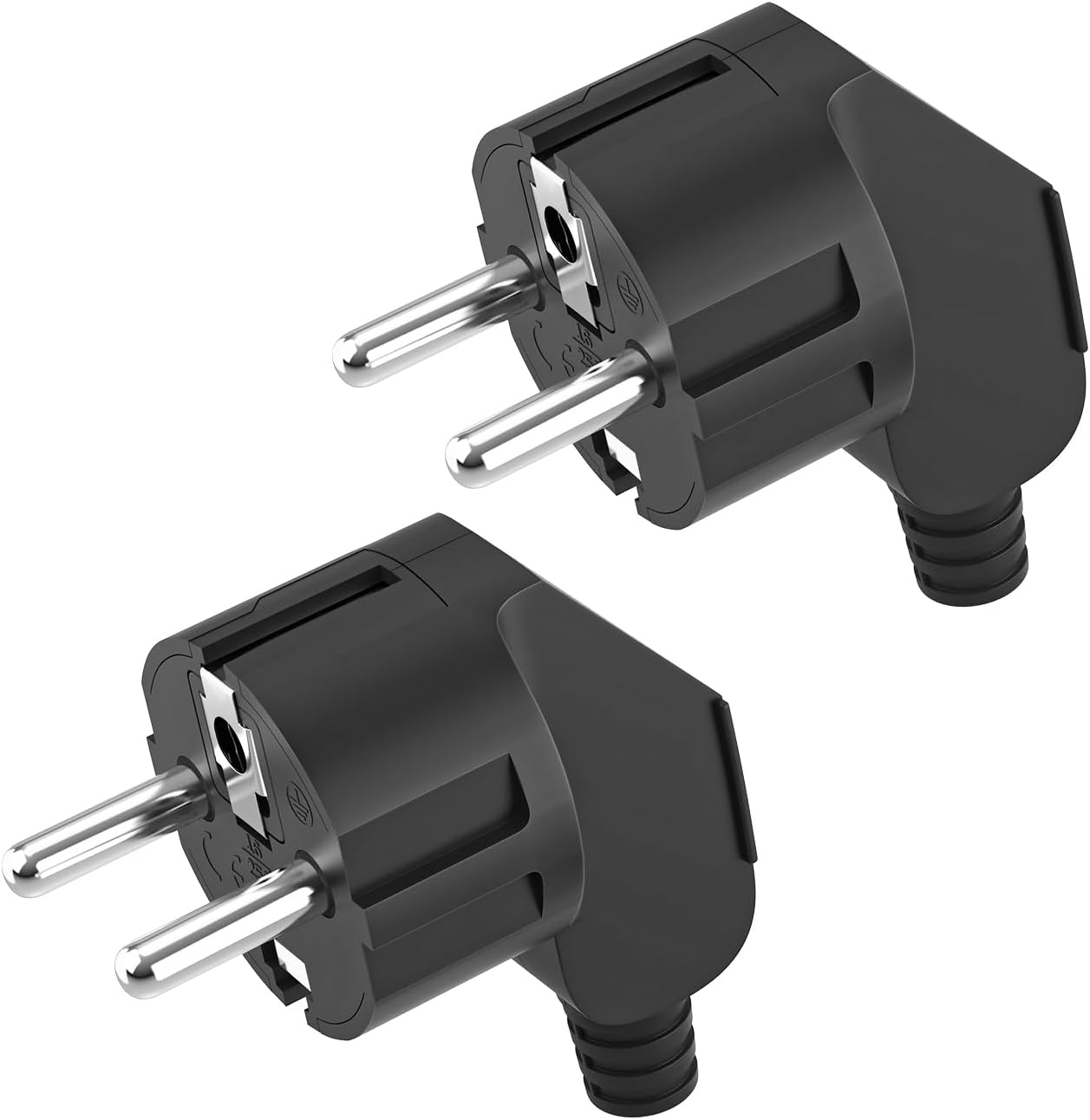 2 Stücke Schuko Stecker,Schutzkontakt-Stecker mit Knickschutztülle,Euro ...