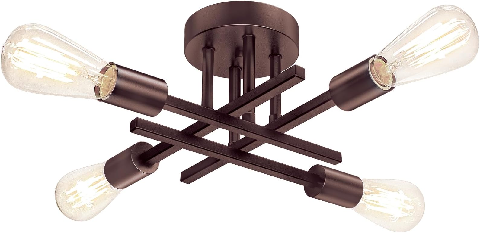 4-Light Semi Flush Mount Ceiling Light Fixture, Oil Rubbed Bronze ...